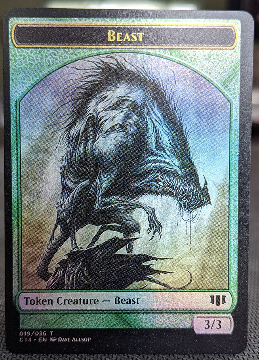 FOIL TOKEN Elemental//Beast Double-sided from Commander 2014 Magic the ...
