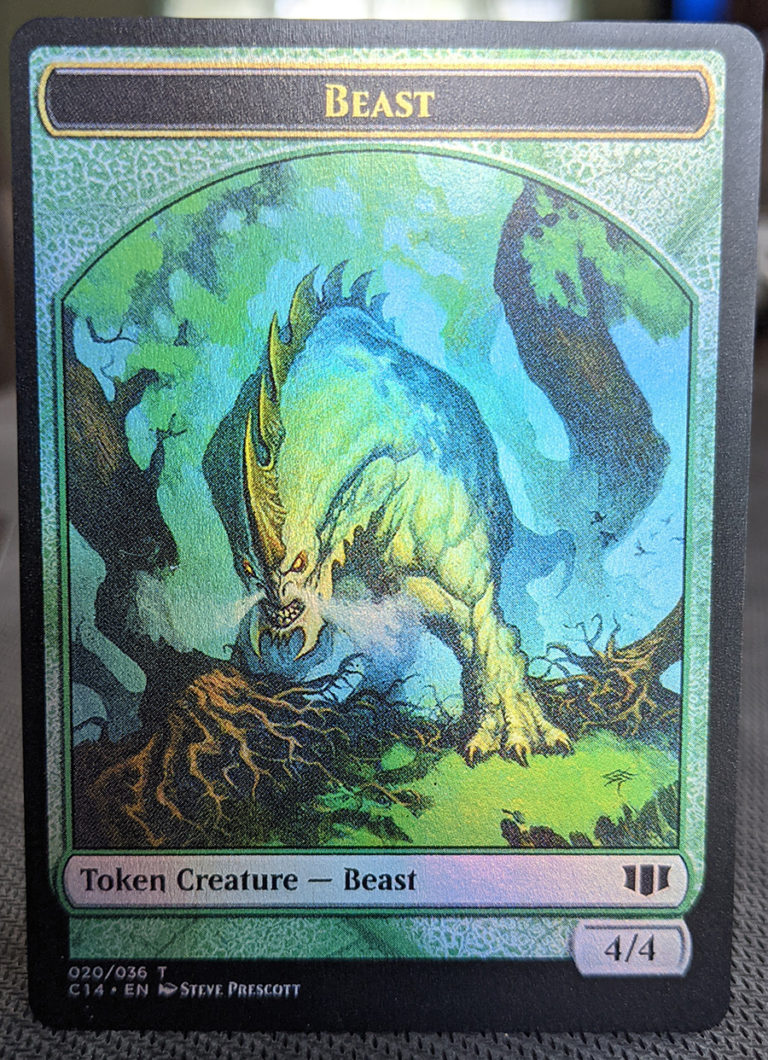 Elf Druid//Beast Magic the Gathering Token