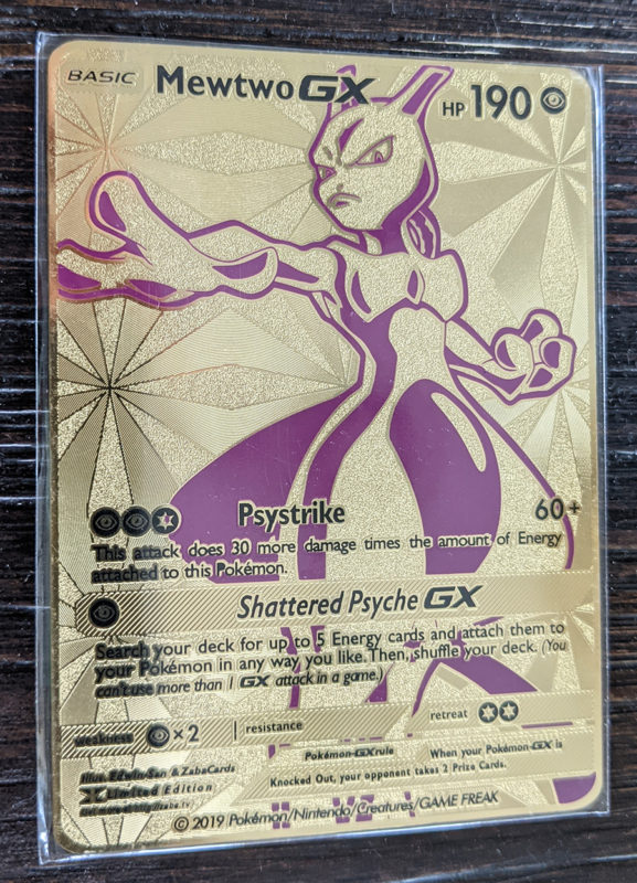 Mewtwo Pokemon Metal Replica Card